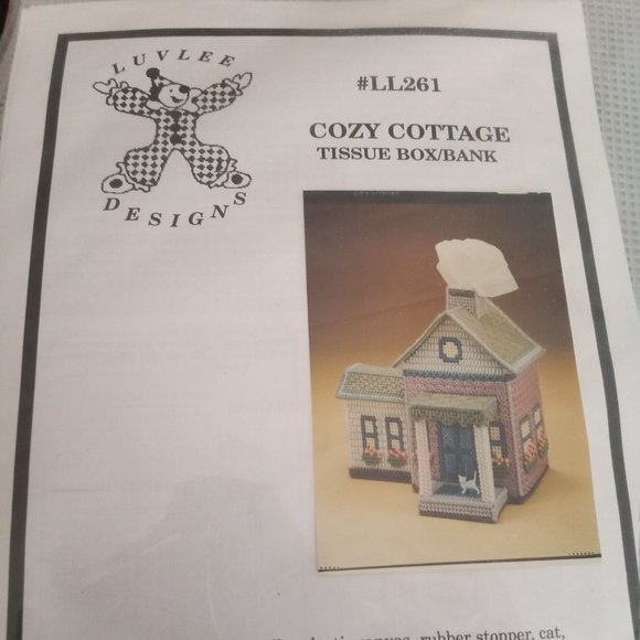 Luvlee Designs | Accents | Vintage Plastic Canvas Cozy Cottage Tissue ...